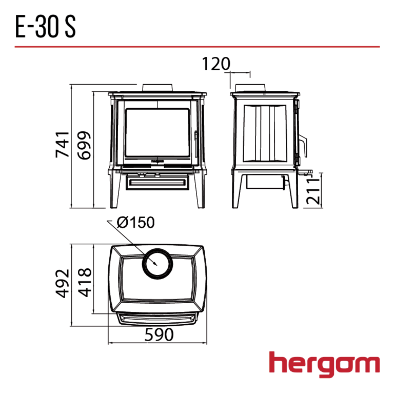 Hergom E30 Small Woodburning Stove - Stoves Man Ltd