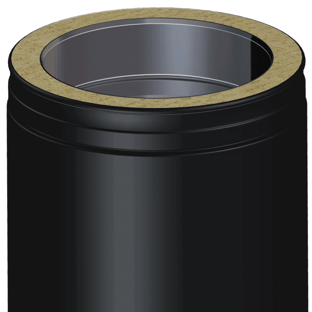 Dinak DW Design Twin Wall Flue Straight Length 295mm Black - Stoves Man Ltd