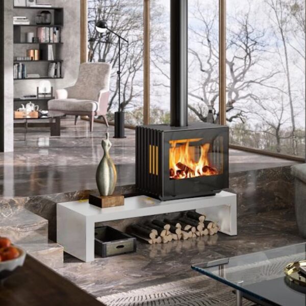 Hergom Glance Wide Wall Hung Woodburning Stove - Stoves Man Ltd